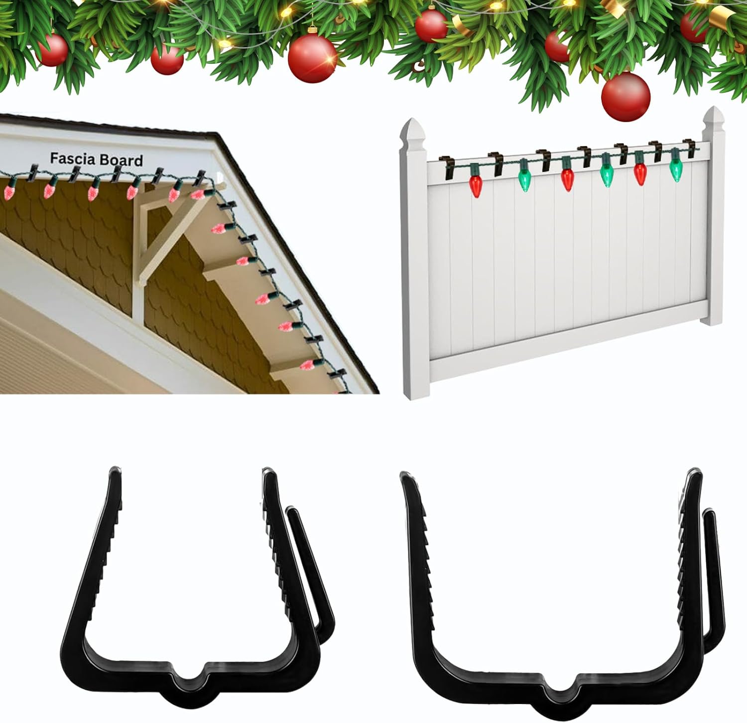 Amazon.com: Profully 50Pcs Christmas Light Clips, 1 5/8 inch Fascia ...