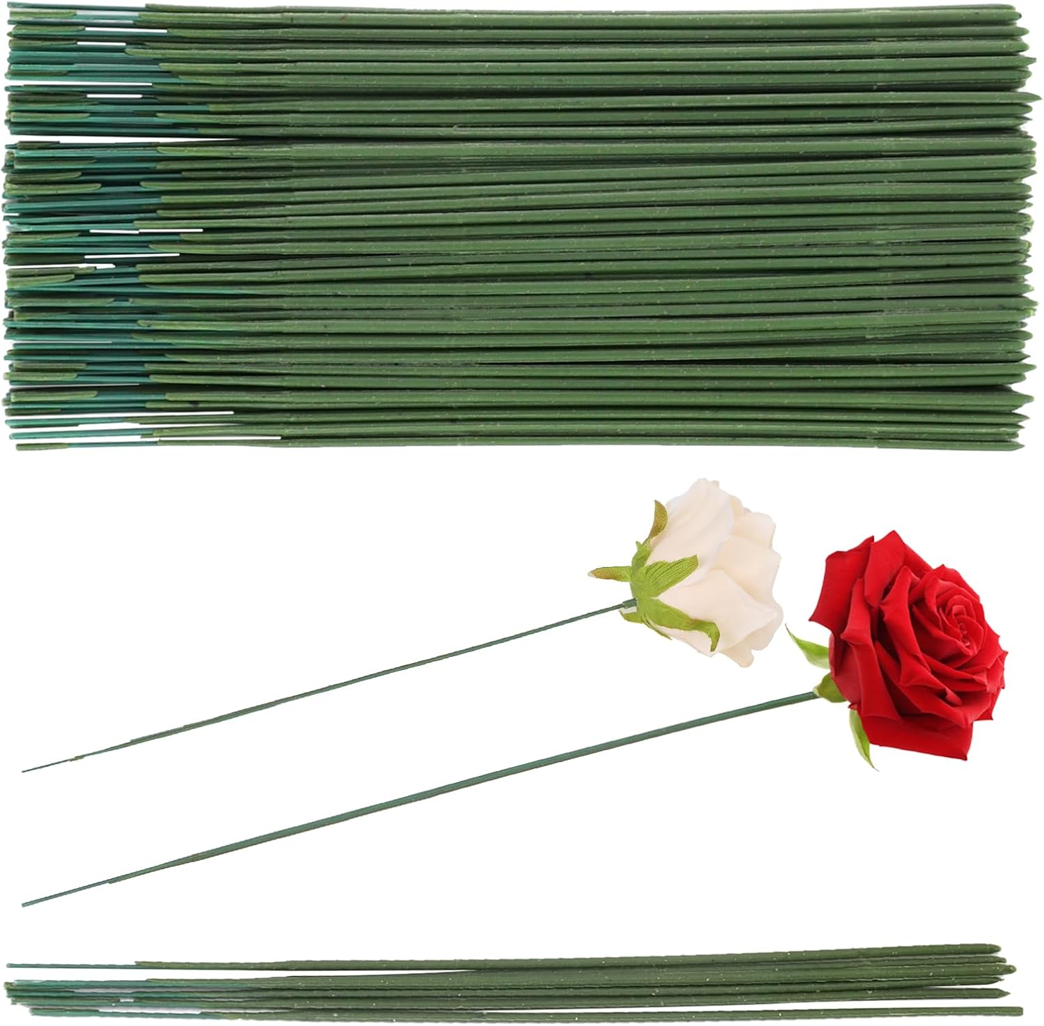 Amazon.com: KALIONE 100 Pcs Plastic Flower Stems Plastic Floral Stem ...