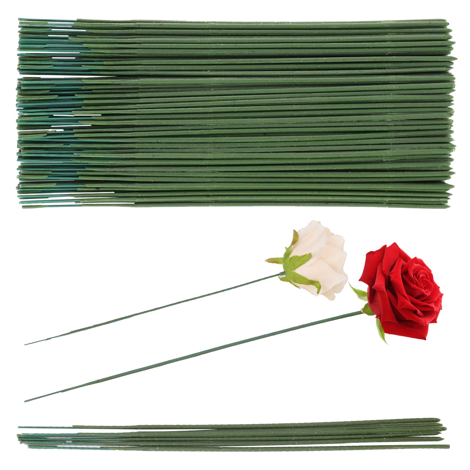 KALIONE 100 Pcs Plastic Floral Stem Plastic Flower Stems Artificial ...