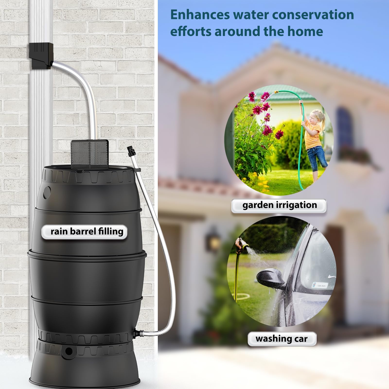 Snapklik.com : EJWOX Rainwater Collection System To Fill Rain Barrels