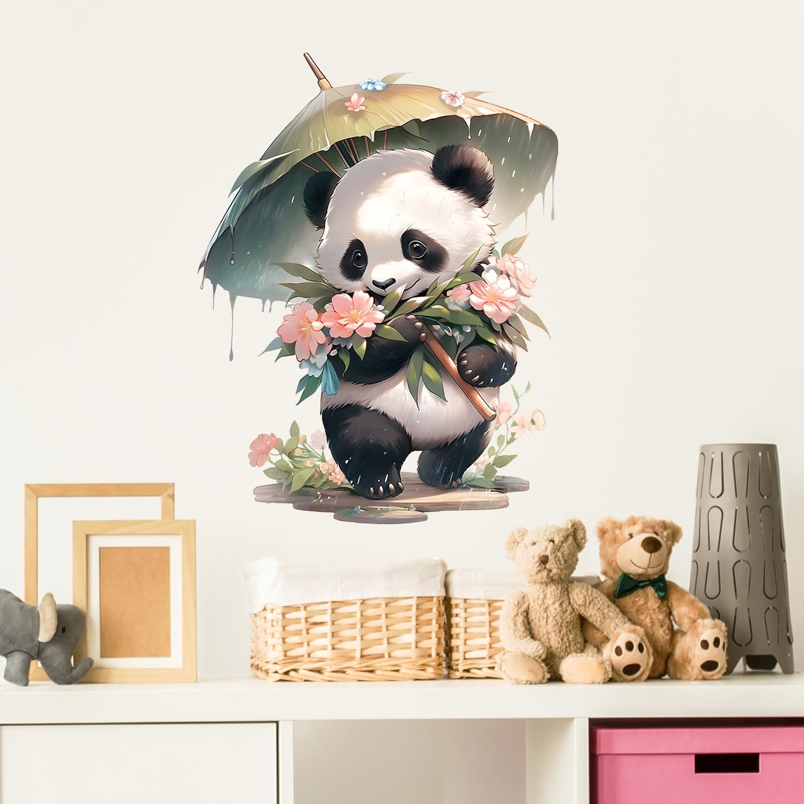 Amazon.com: wondever Panda and Bear Wall Stickers Bamboo Green Plants ...