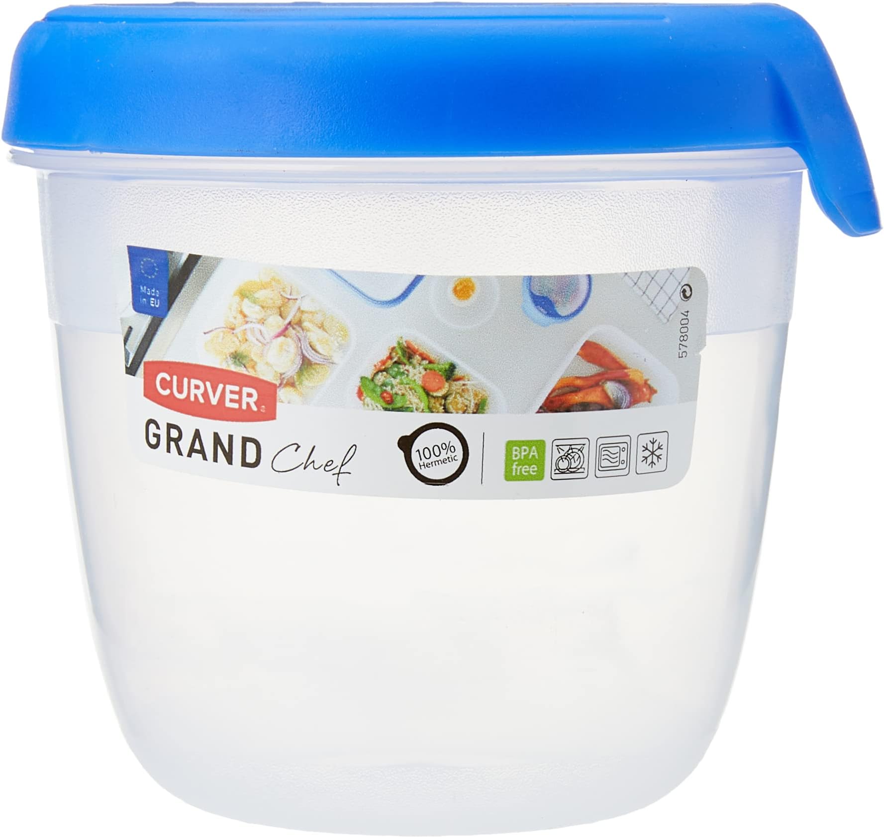 Curver Food Container Square 1,6l in Transparent/Blue, 20 x 20 x 10 cm ...