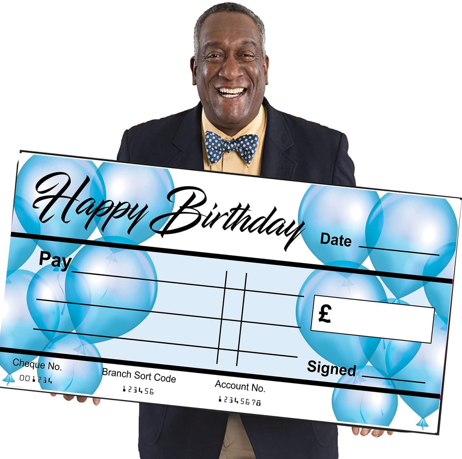BLANK Cheque Check Presentation Gift Happy Birthday Present Reusable ...