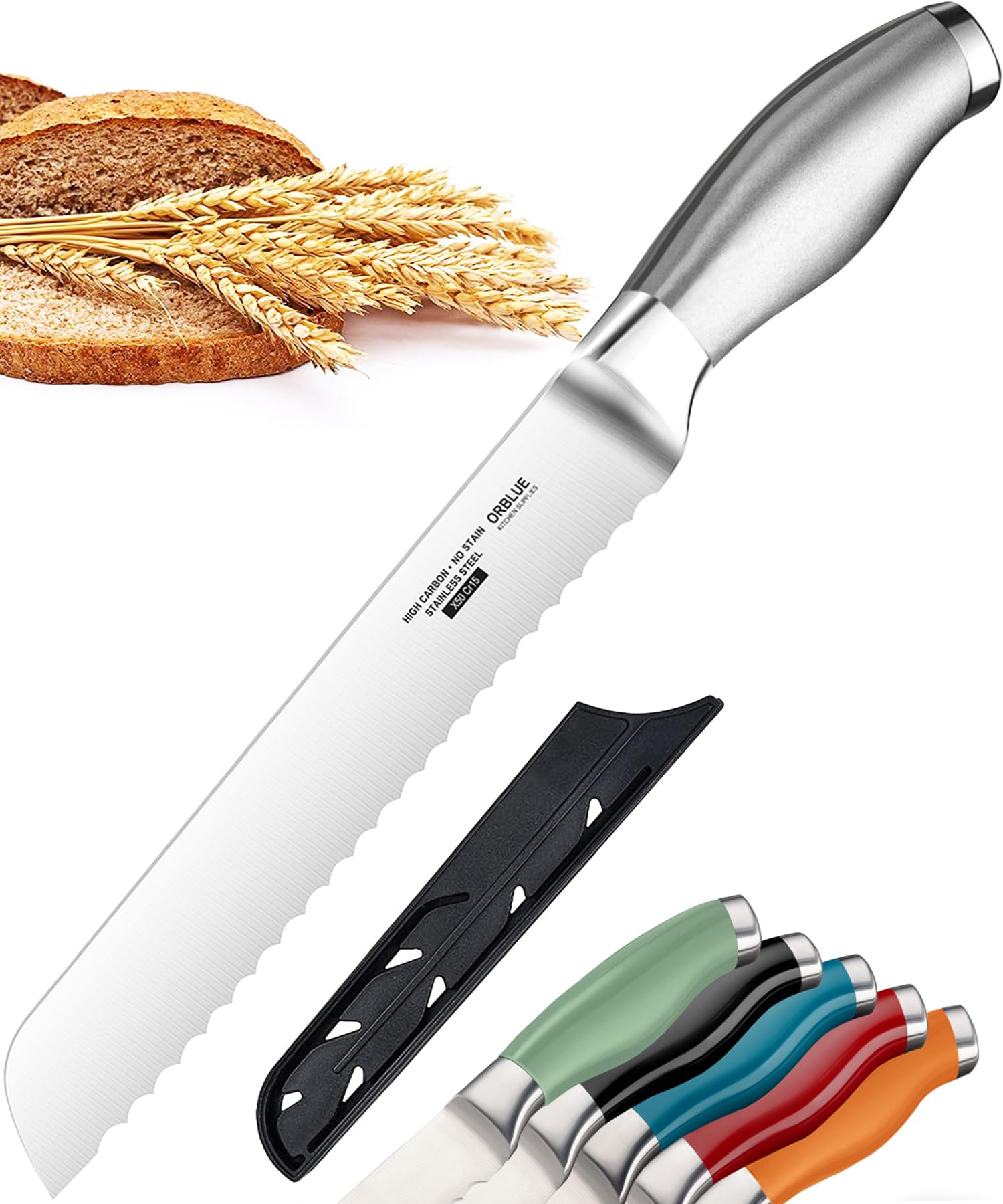 Amazon.com: Orblue Serrated Bread Knife with Upgraded Stainless Steel ...