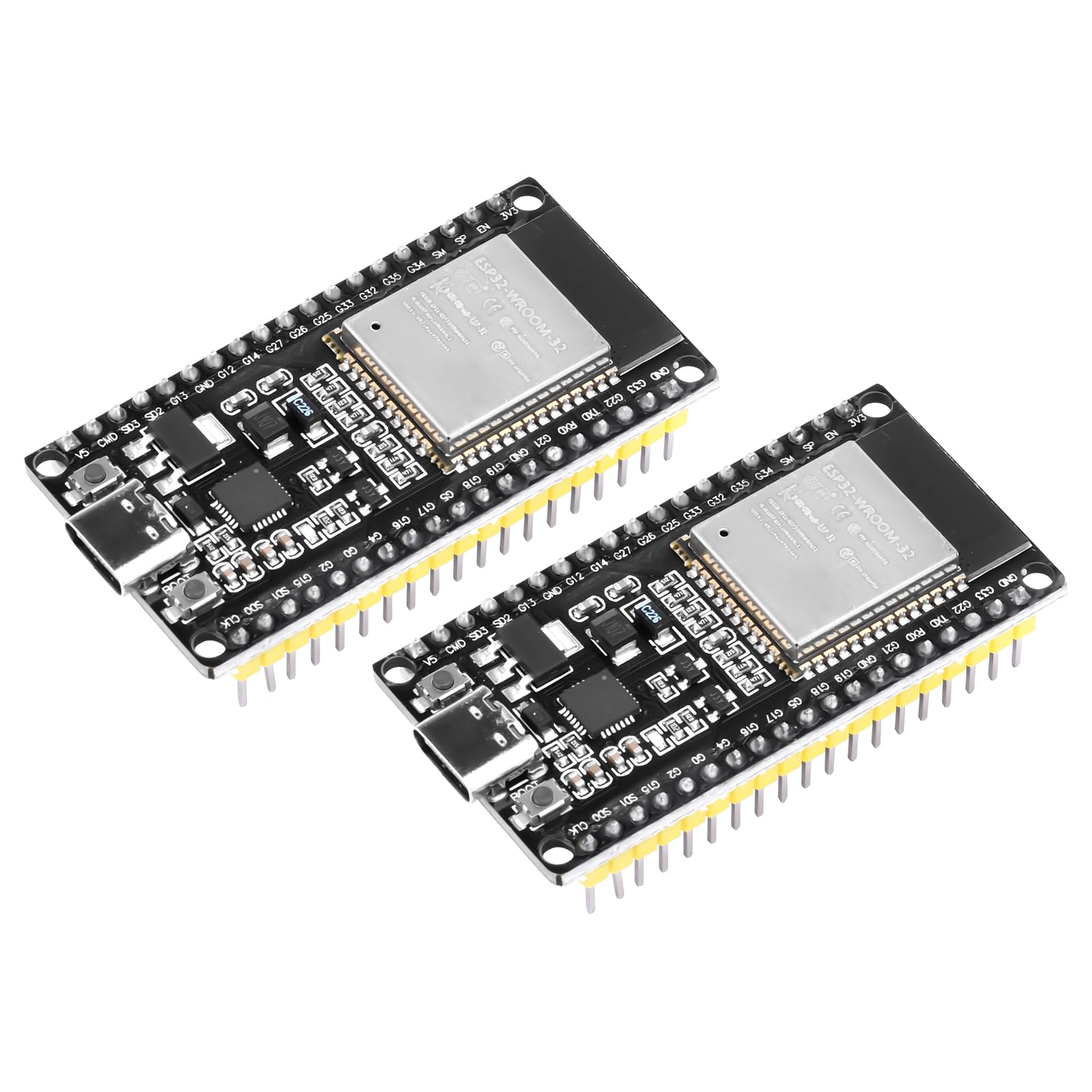 2 Pieces 38pin USB C ESP32 NodeMCU WiFi Bluetooth Module ESP32 WROOM 32 DEvelopment Board with ...
