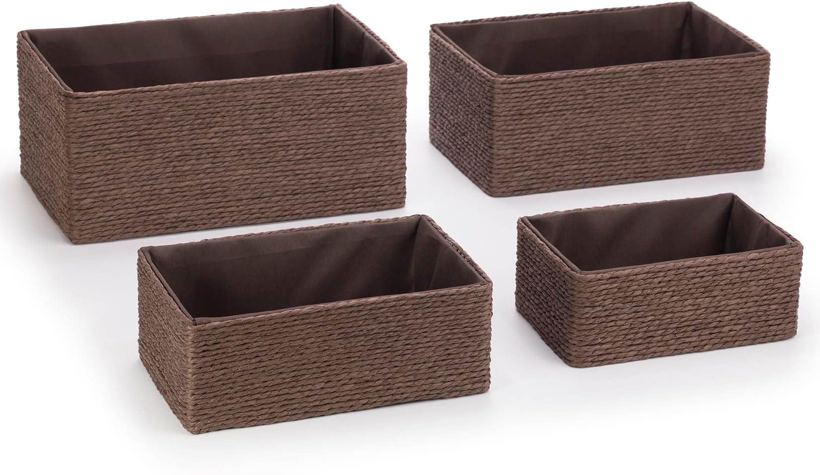 EHC Storage Baskets Set 4, Woven Basket Paper Storage Bin, Storage ...