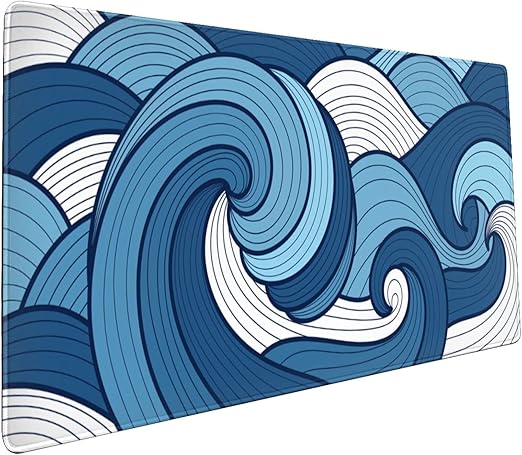 Amazon.com: Japanese White and Blue Wave Mouse Pad 35.4 X 15.7 Inch ...