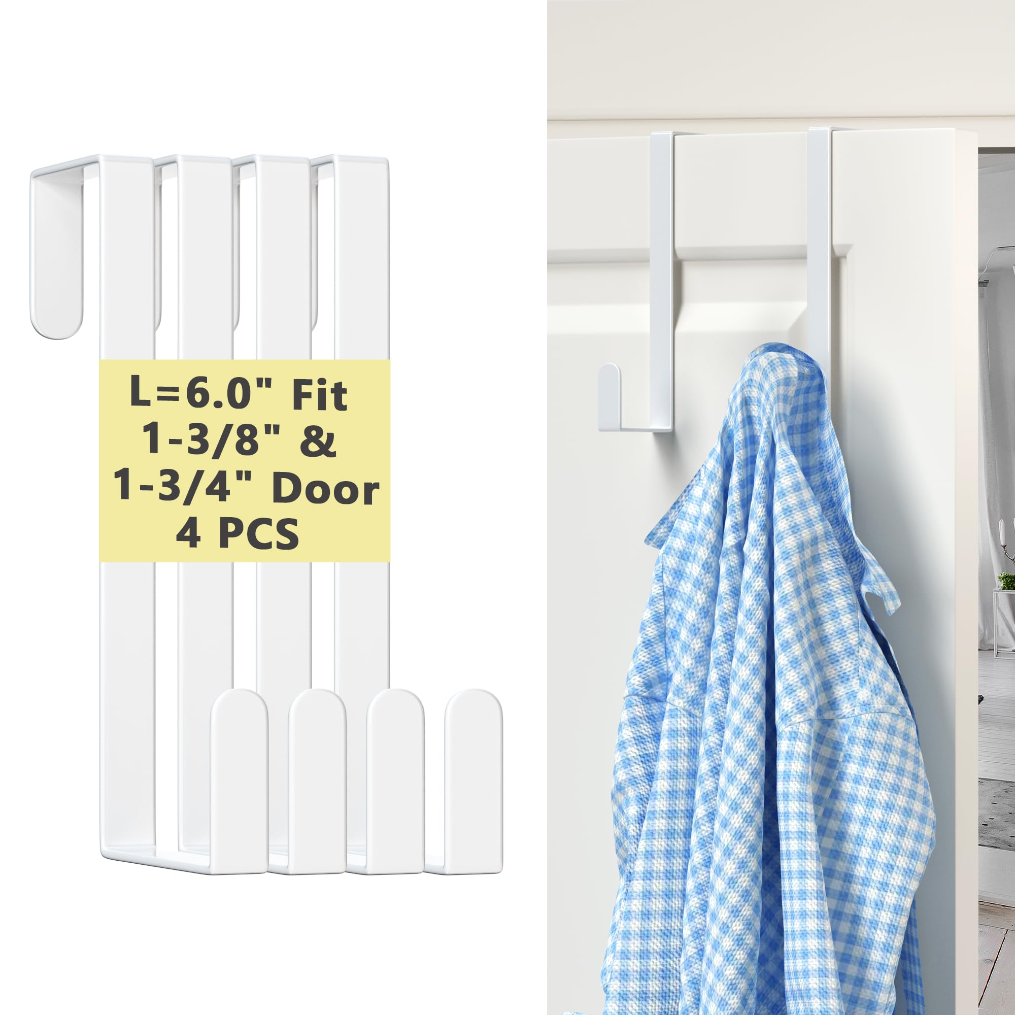 Amazon.com: Updated 6" Over The Door Hooks(4 PCS) Fit Almost All Doors ...