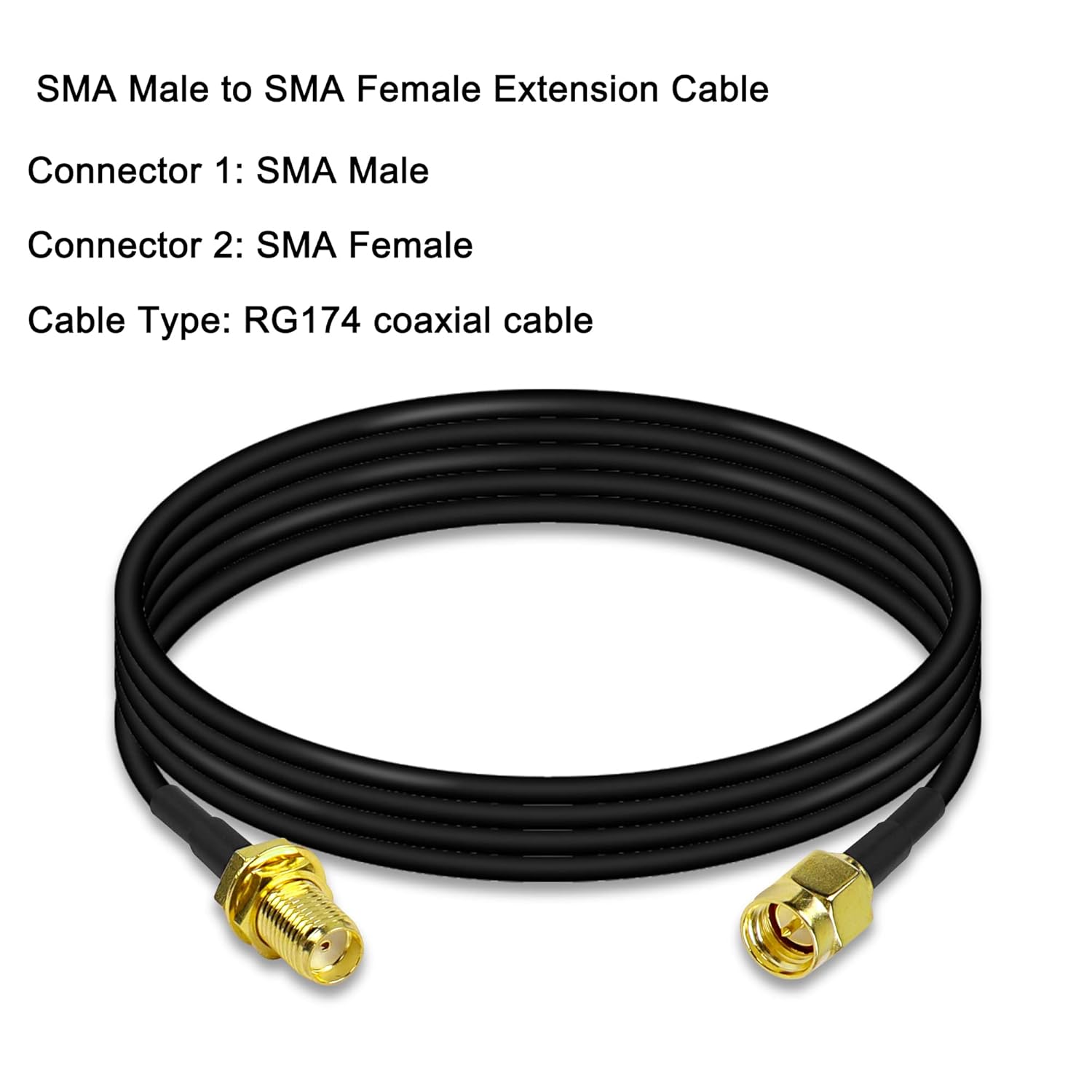 MEIRIYFA SMA macho a SMA hembra RF coaxial cable de extensión coaxial RG174 Cable de mamparo con ...
