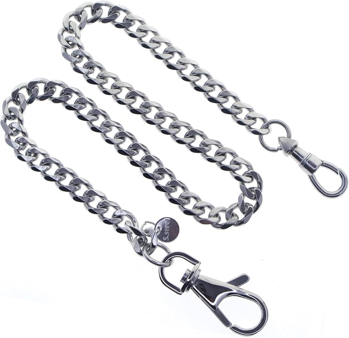 Amazon.com: watchvshop Stainless Steel Pocket Watch Chain Albert Chain ...