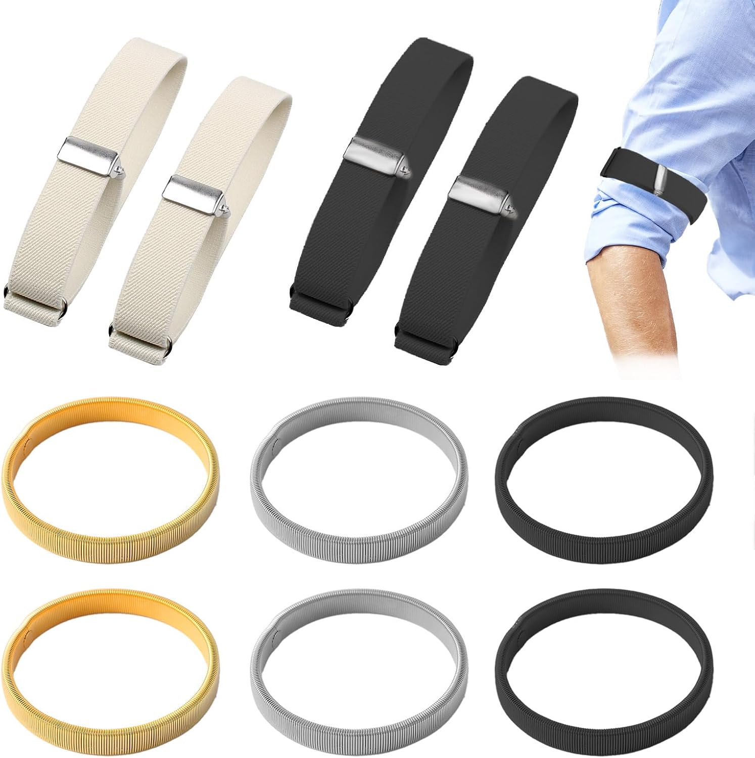 Amazon.com: Mzario 5 Pairs of Sleeve Garters for Women, Sleeve Holders ...