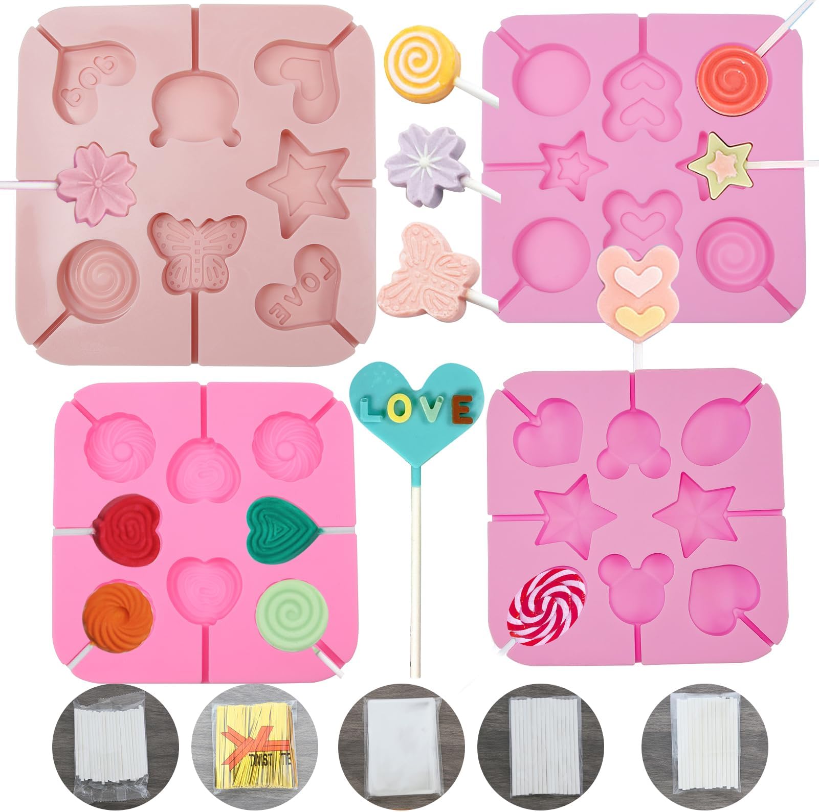 Amazon.com: Webake Lollipop Mold With Sticks 3 Pack Sucker Molds ...