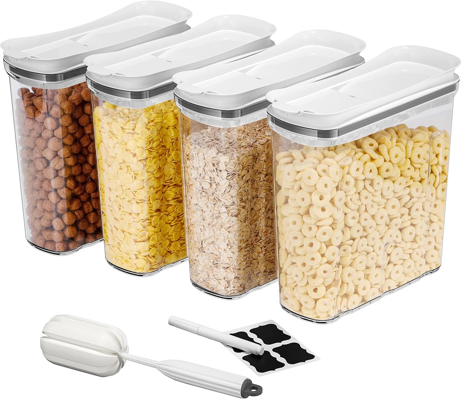 Amazon.com: Goodluck 4 Pack Cereal Containers Storage Set, 100% Clear ...