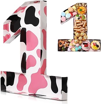 Amazon.com: Mifoci 13.7" Cow Print Cardboard Number 1 Fillable Candy ...