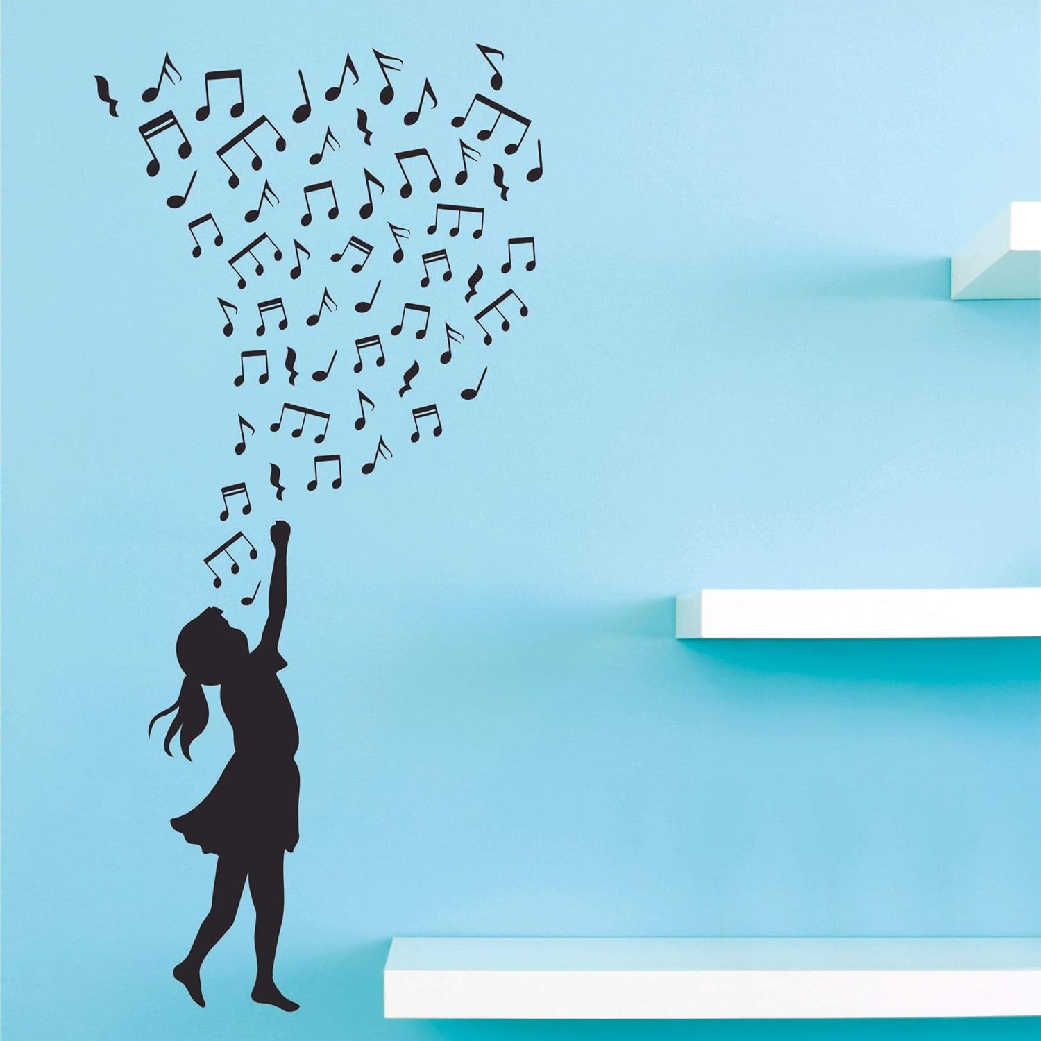 Amazon.com: Music Notes Musical Sing Sounds Singer Girl Silhouette Wall ...