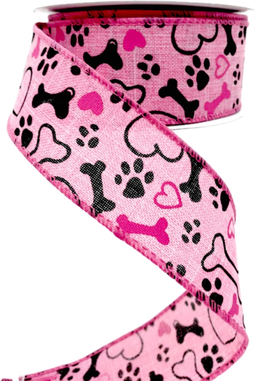 Amazon.com: 1.5" Bone Paw Print Ribbon: Pink (10 Yards) - Valentine ...
