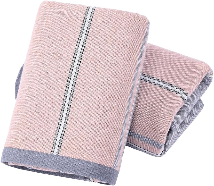 Amazon.com: YiLUOMO Pink&Grey Hand Towel Set of 2 100% Cotton Muslin ...