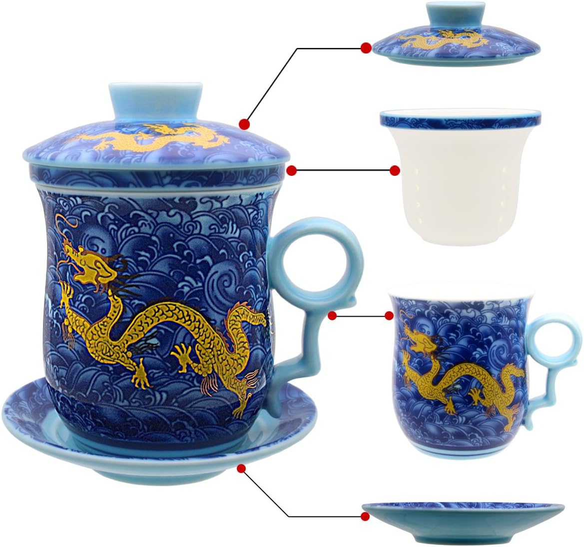 Amazon.com: Tea Talent Porcelain Tea Cup with Infuser Lid and Saucer ...