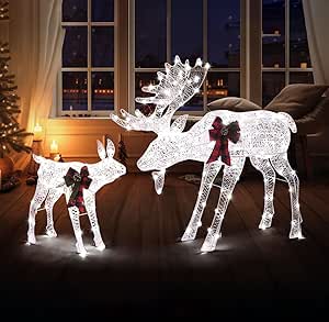 Amazon.com: 4FT Moose Family 2PCS, 200LED Lighted Outdoor All-Weather ...