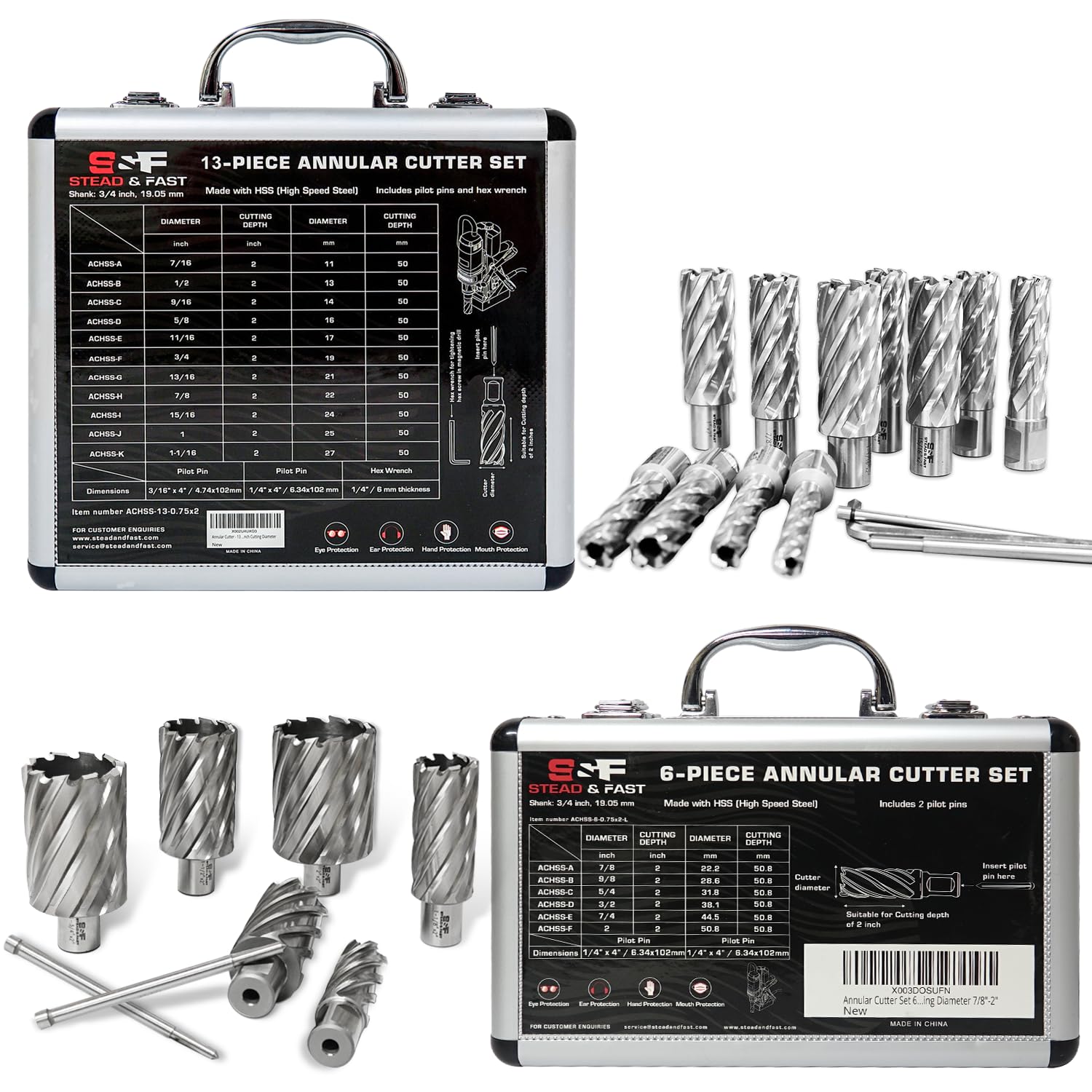 Amazon.com: S&F STEAD & FAST Annular Cutter Set 13 Pcs, Cutting Depth 2 ...