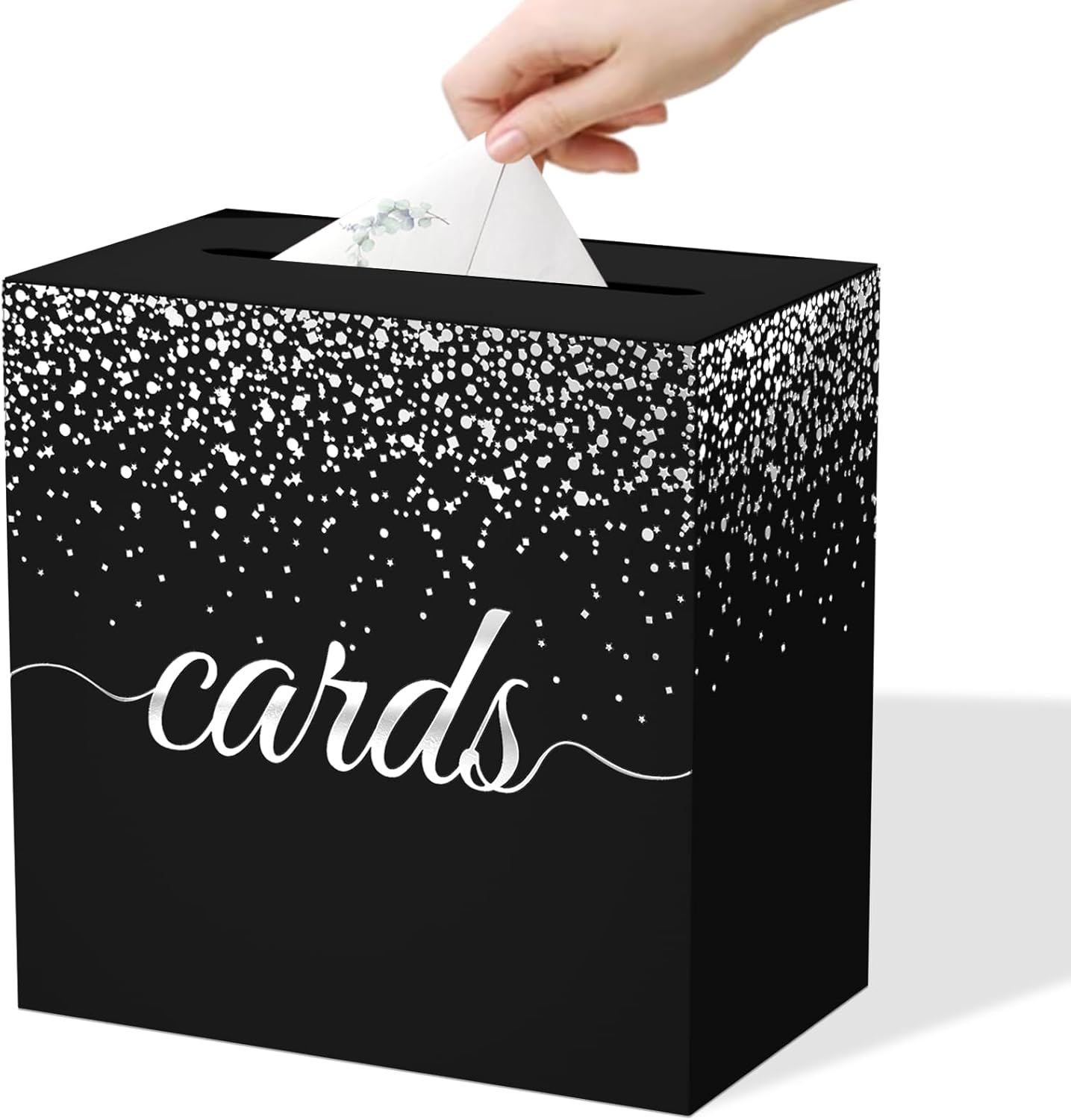 Amazon.com: WNINK Black Silver Cards Rectangle Box, Party Gift Card Box ...