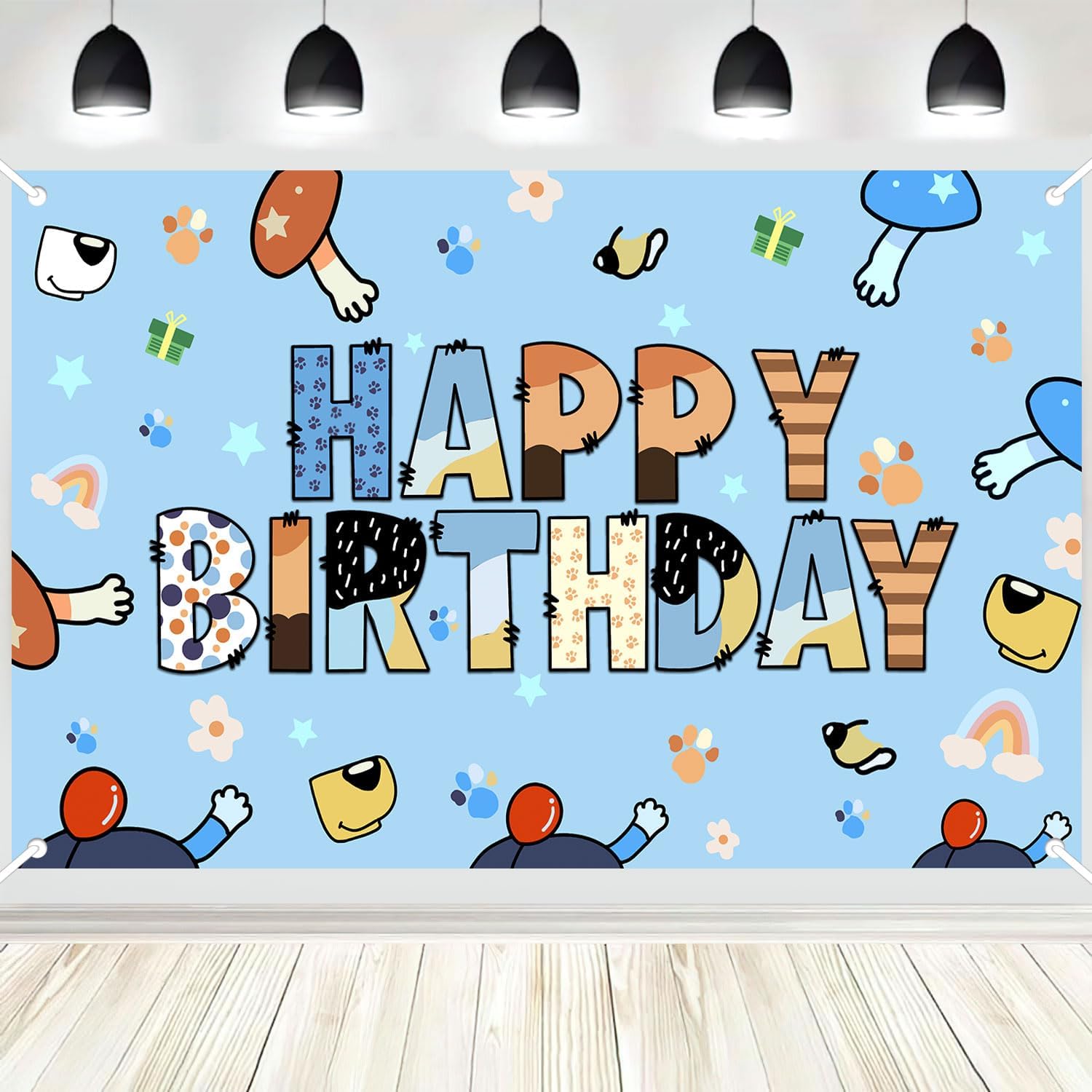 Amazon.com : CaiLiLi Cartoon Blue Dog Backdrop, Cartoon Blue Dog Banner ...