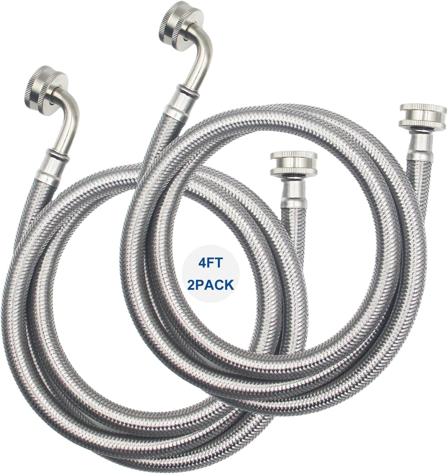 2-Pack Premium Stainless Steel Washing Machine Hoses - 6 FT No-Lead ...