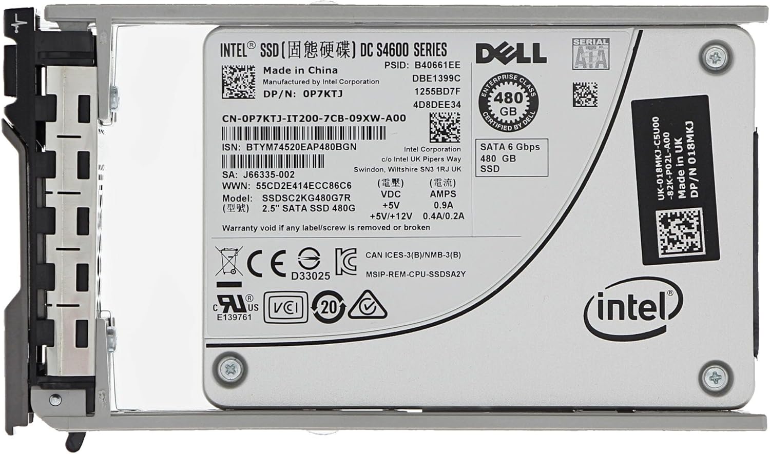 Amazon.com: Dell SSDR 480G 2E IT06 2,5 P7KTJ, 480 GB, 2.5", 6 Gbit/s ...