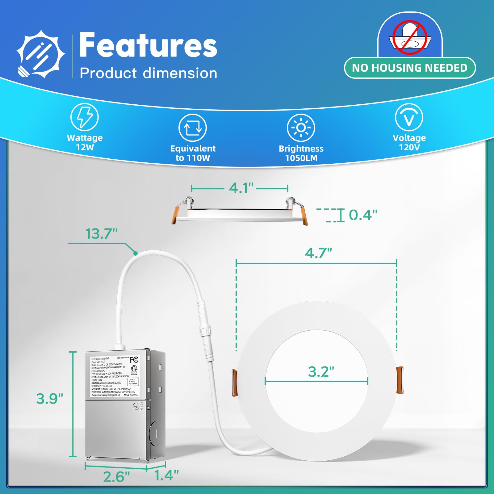 Snapklik.com : FREELICHT 1 Pack 4 Inch 5CCT Ultra-Thin LED Recessed ...