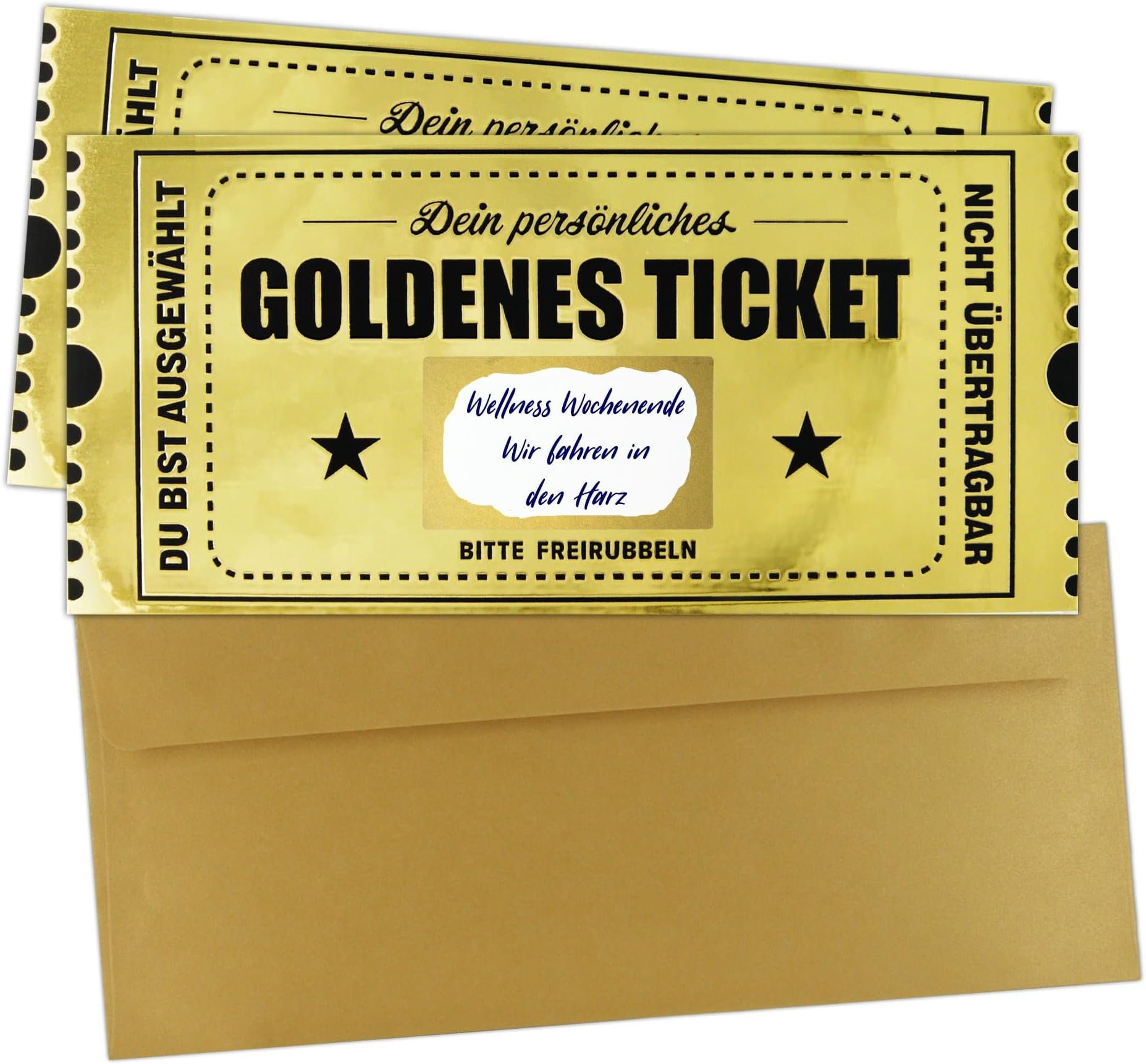 2 Stk Goldenes Ticket Gutschein zum Selber Ausfüllen mit ...