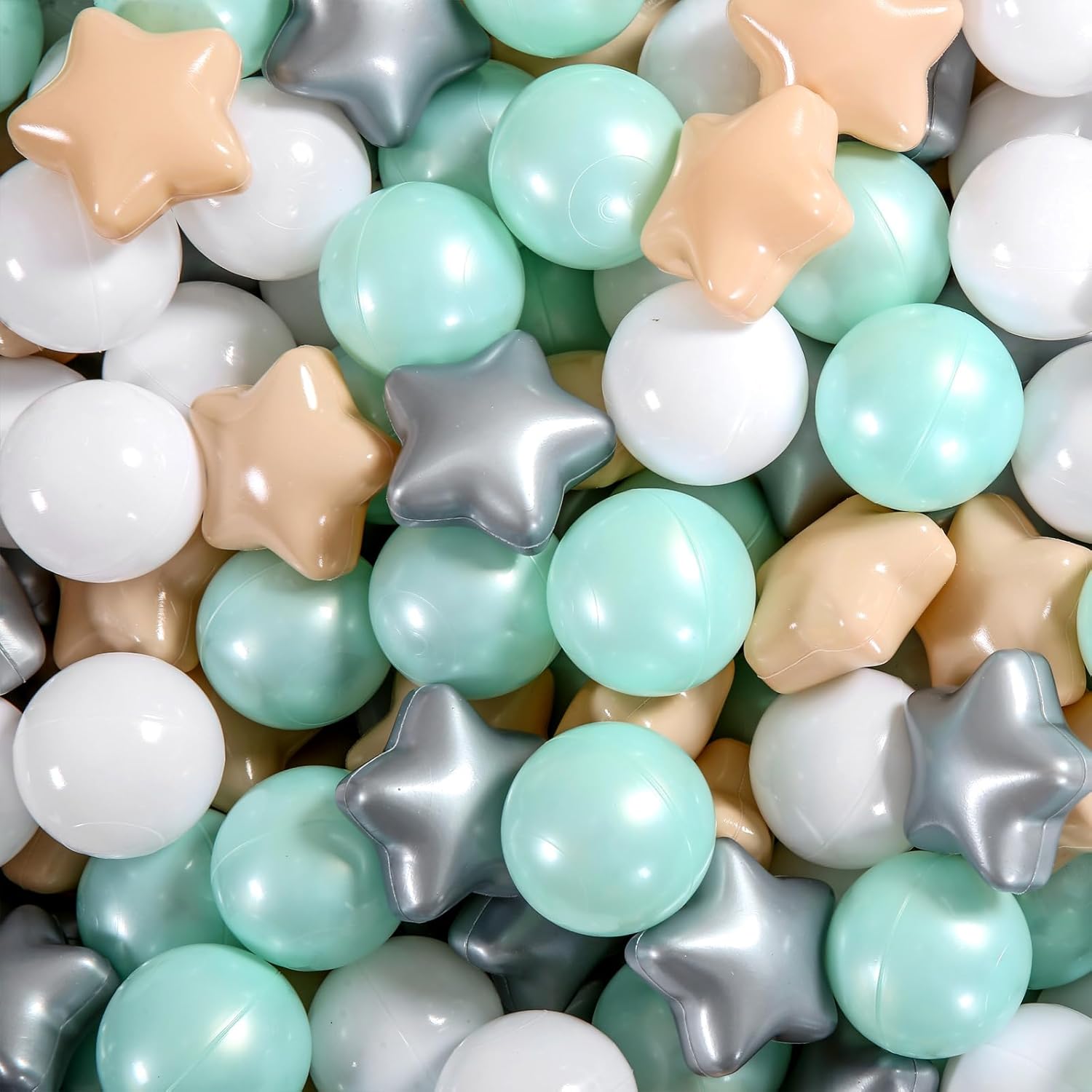 Amazon.com: Heopeis Ball Pit Balls Pack of 100 - Star and Round Set BPA ...
