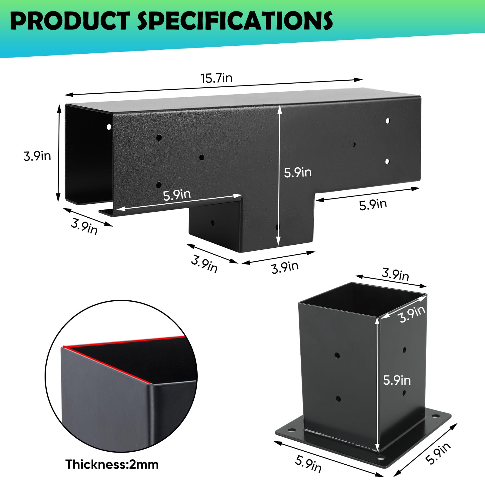 Snapklik.com : Pergola Brackets Kit 4x4 - BRRIY 3-Way Right Angle ...