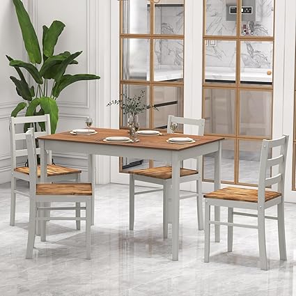Amazon.com - GOFLAME 5 Piece Dining Table Set for 4, Farmhouse Kitchen ...