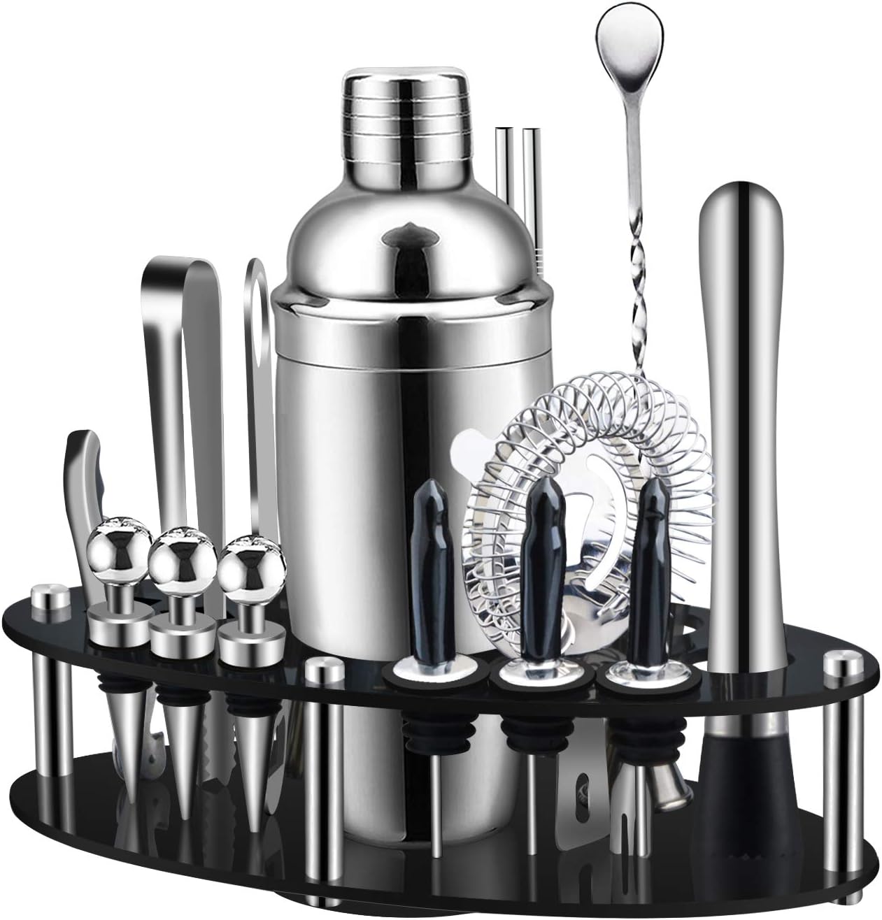Compra Juego de Coctelera,Set de Coctelería de 19 Piezas con Soporte ...
