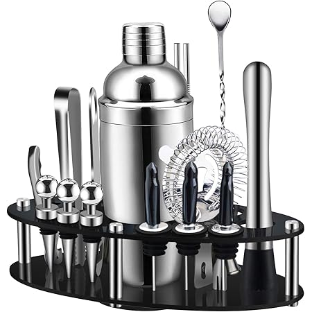 Cocktail Set,19-Piece Cocktail Making Set with Oval Rotating Display ...