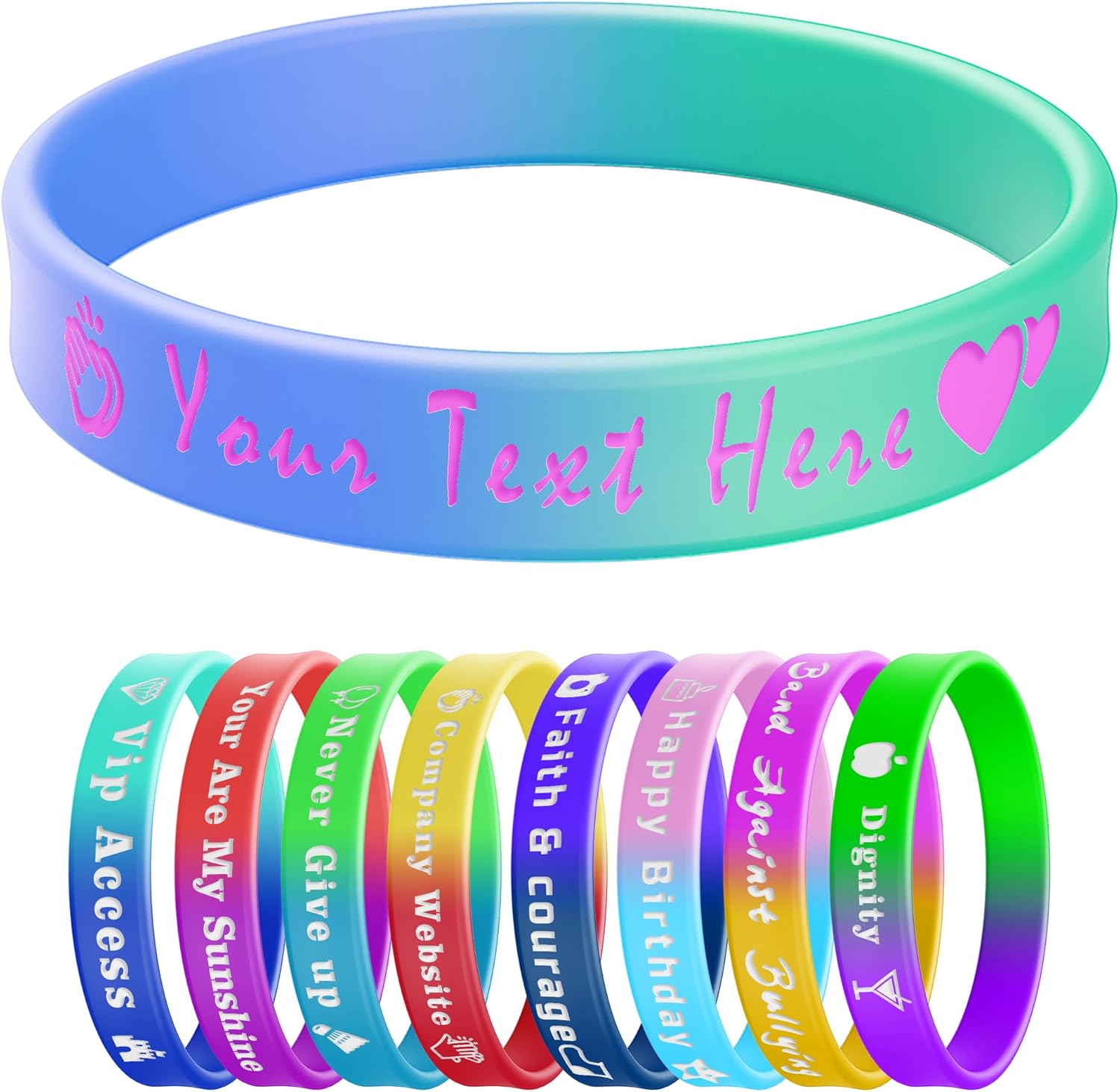 Amazon.com: Generic Rubber Bracelets, 1/2 Inch Personalized Silicone ...