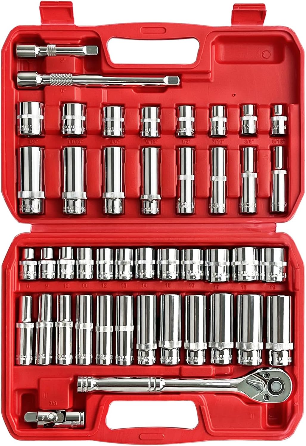 EACELIY 44pcs 3/8" Drive Impact Socket Set,Drive Master Socket Set,SAE ...