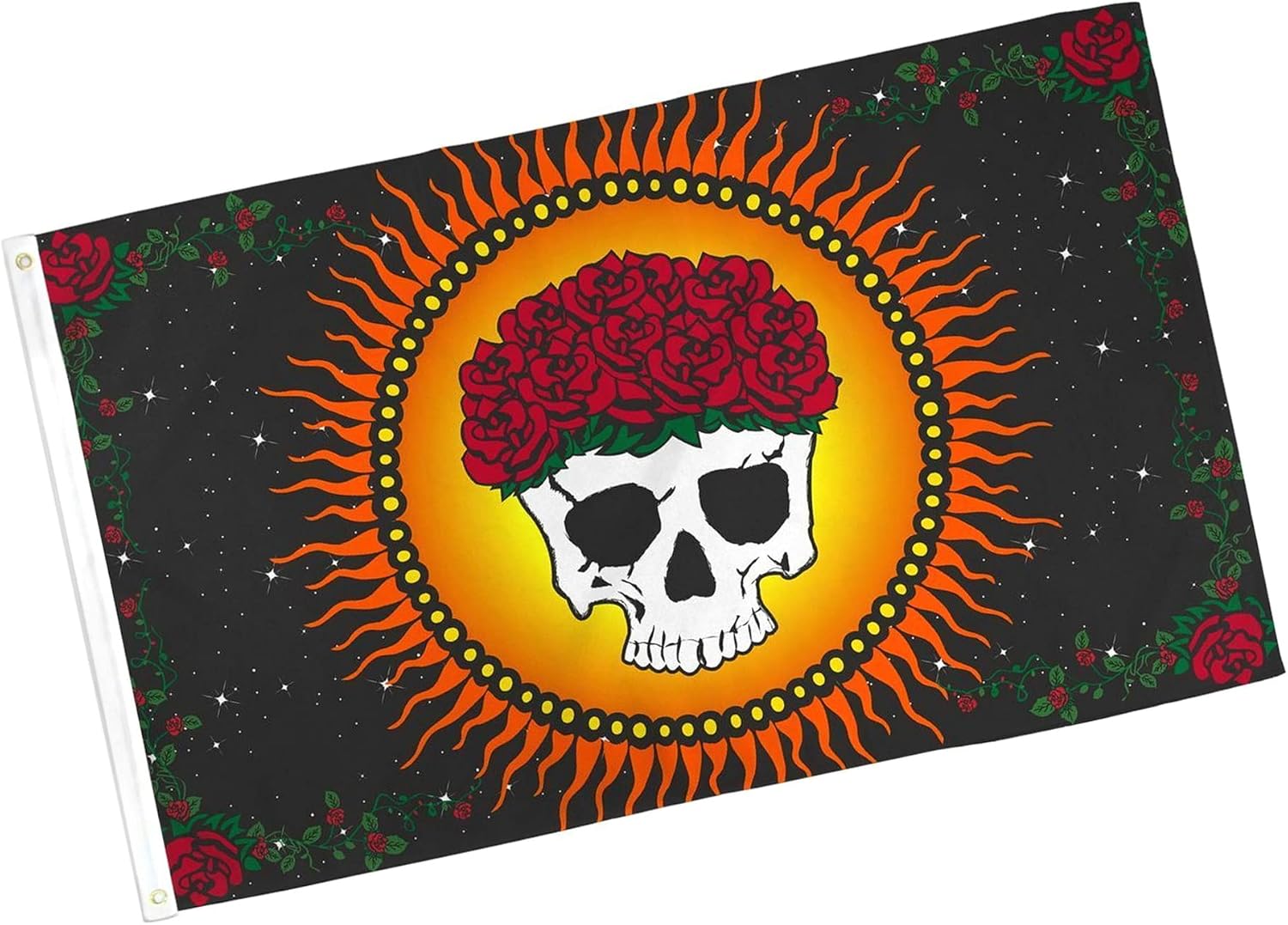 Amazon.com: New Skull with Flower Crown Flag 3x5ft Polyester - Grateful ...