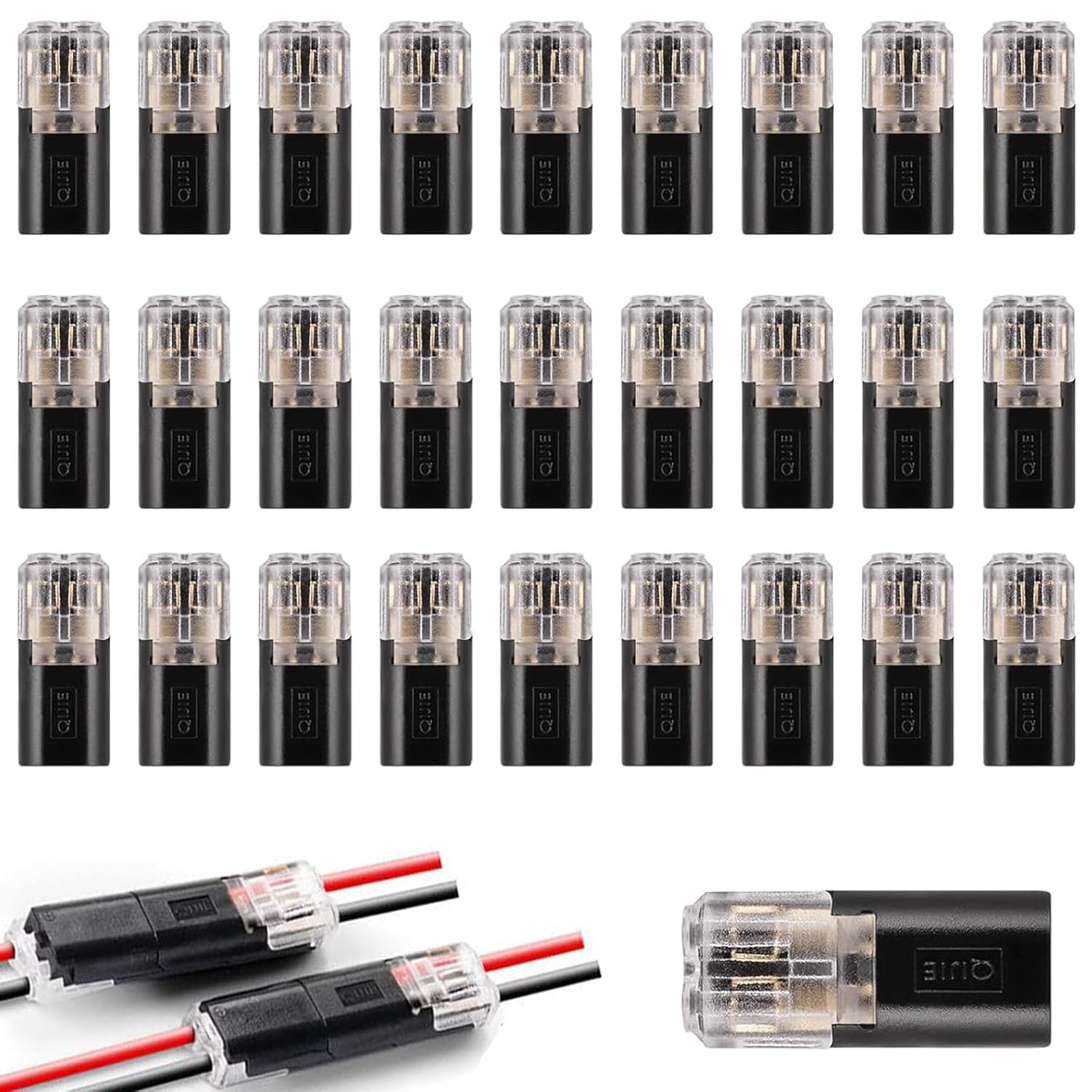 Vexquivera 30pcs Double Wire Push In Connector With Locking Buckle, 2 ...