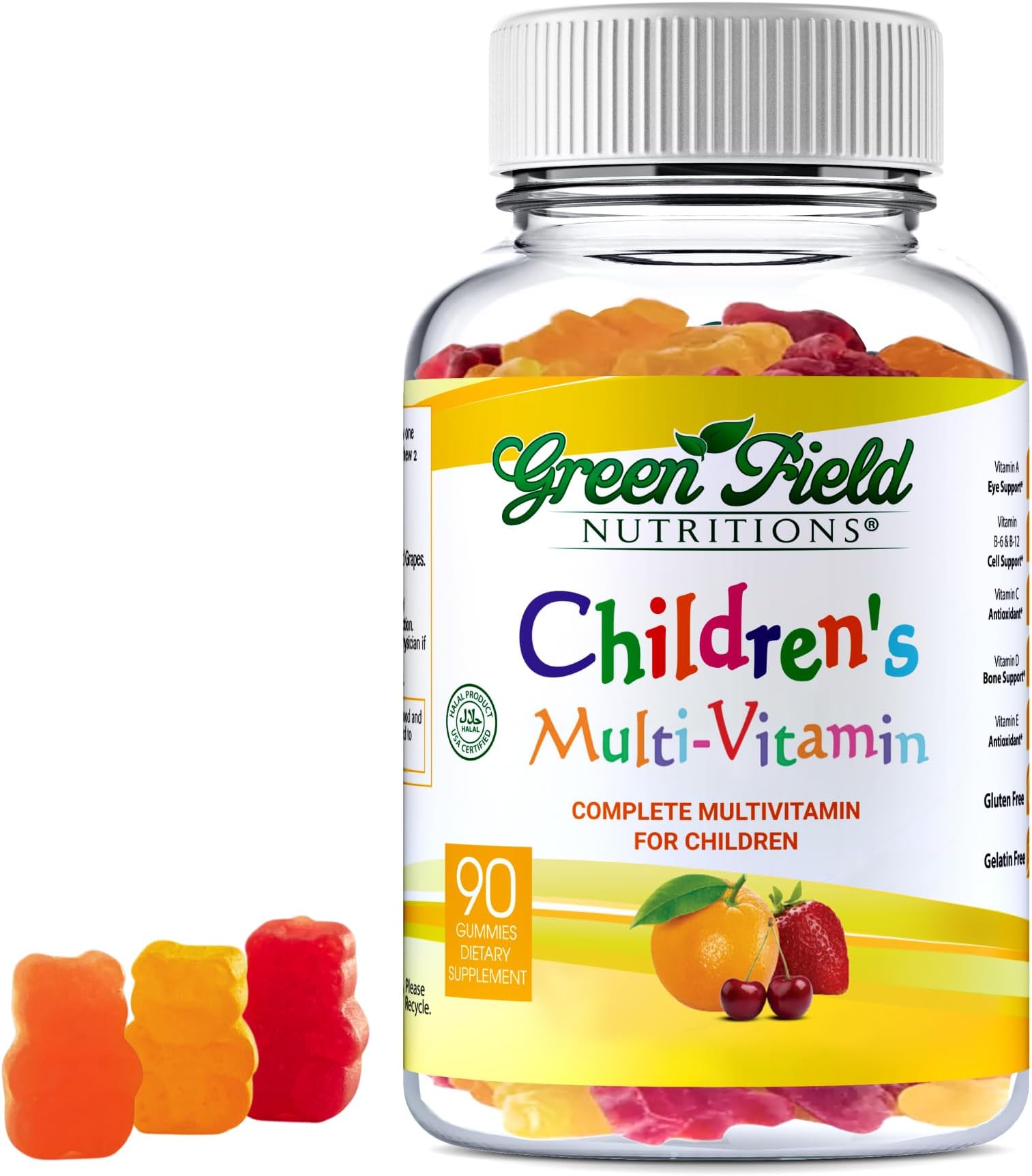 Amazon.com: Greenfield Nutritions Kids Gelatin Free Halal Multivitamin ...
