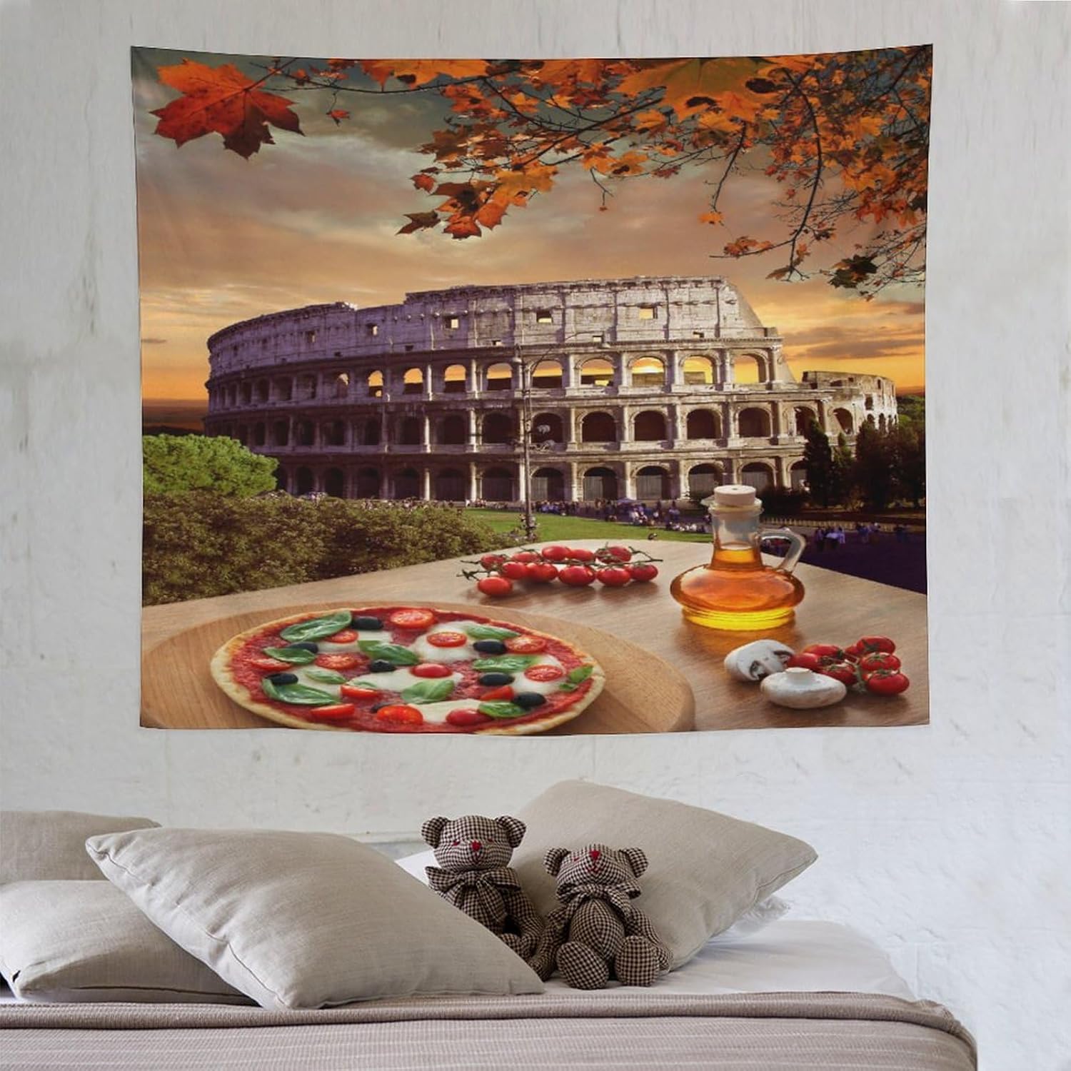 Amazon.com: ZhiRain Rome Tapestry Wall Hanging Colosseum Italy Pizza ...