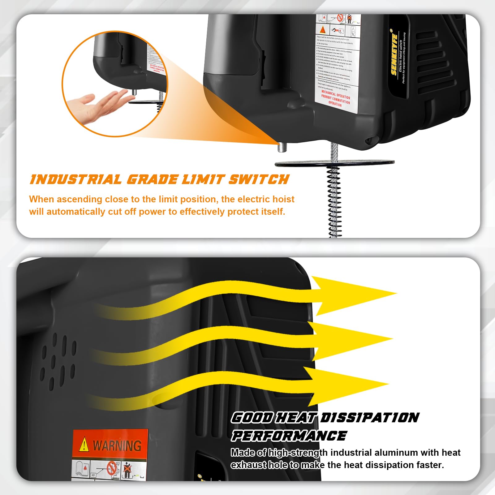 Snapklik.com : SENKEYFE Power Electric Portable Hoist Winch 1100LBS, 3 In 1 Electric Cable Hoist ...