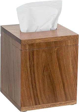 Amazon.com: MyGift Rustic Premium Solid Acacia Wood Square Tissue Box ...