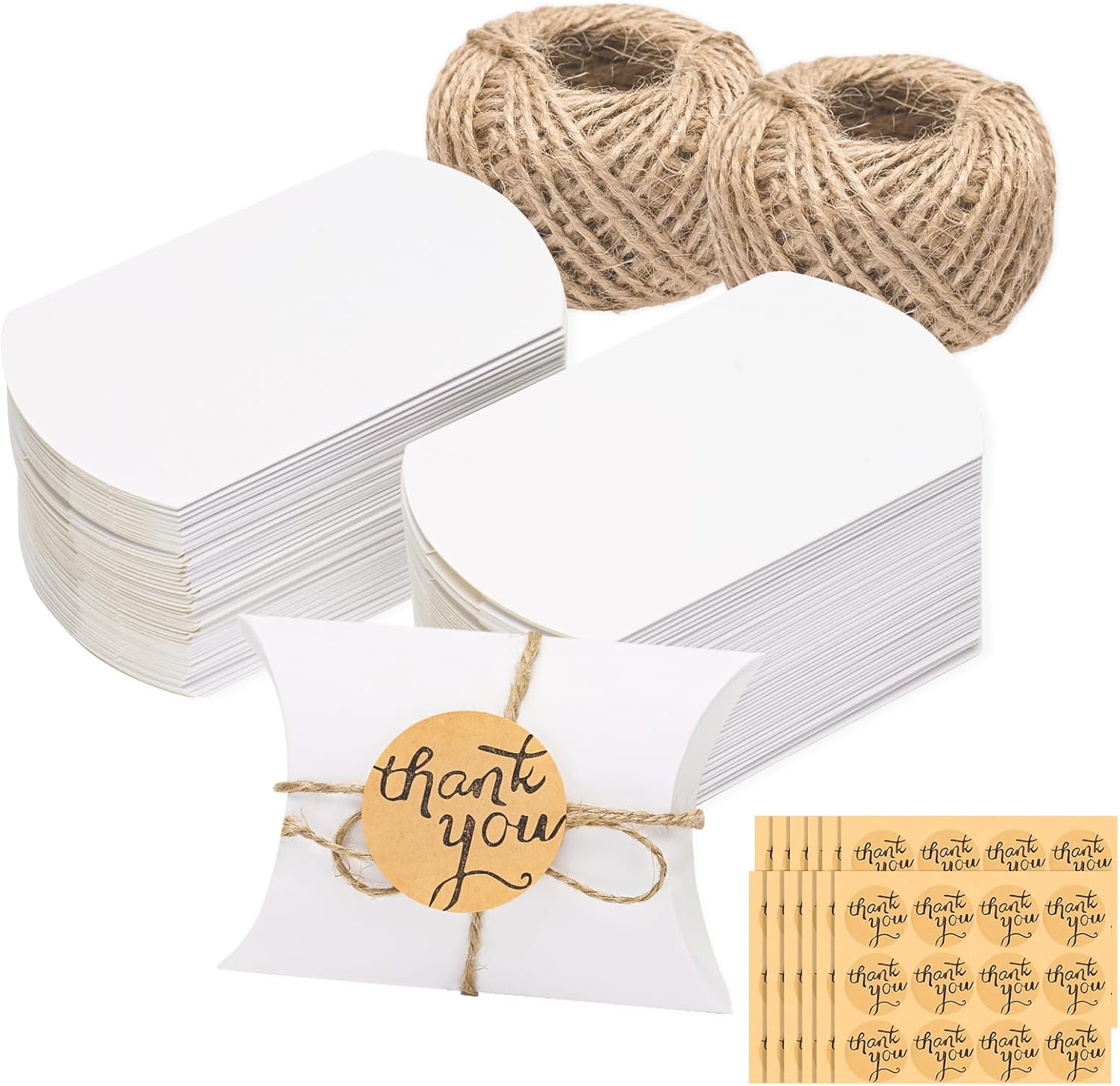 Amazon.com: G2PLUS 100PCS Pillow Boxes, White Kraft Paper Pillow Candy ...