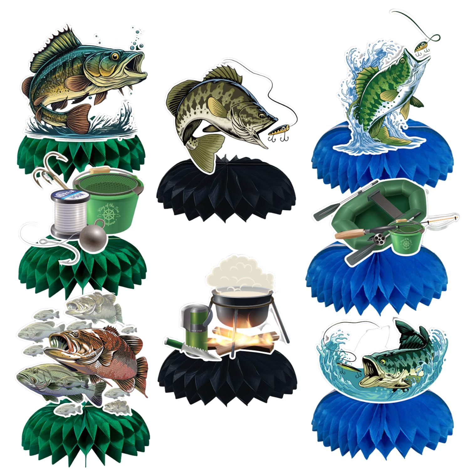 Amazon.com: 8 Pcs Fishing Decorations Gone Fishing Centerpieces Fish ...