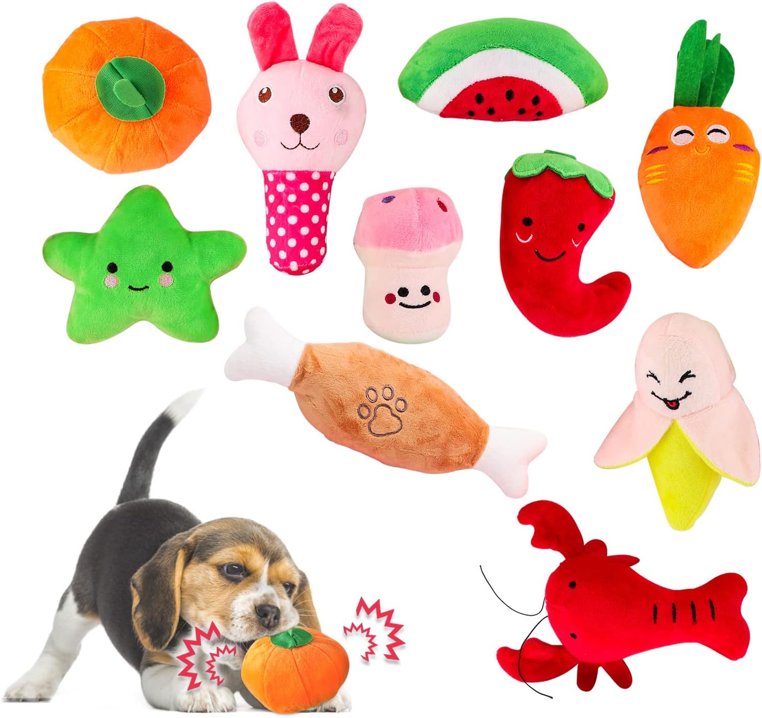 GWAWG 5 Piece Plush Puppy Toys, Soft Fabric Dog Squeak Toys Pet Puppy ...