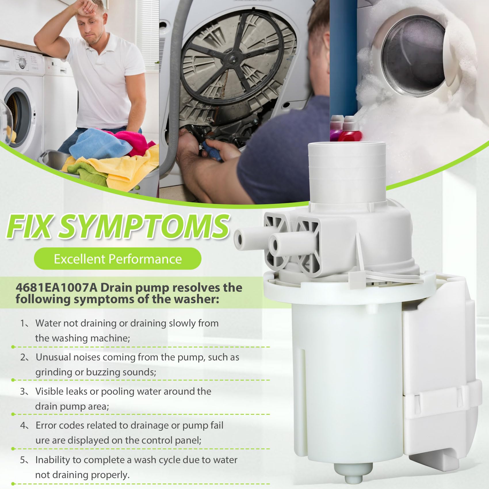 4681EA1007A DP040-012 2649379 Washer Pump Motor Assembly Compatible ...