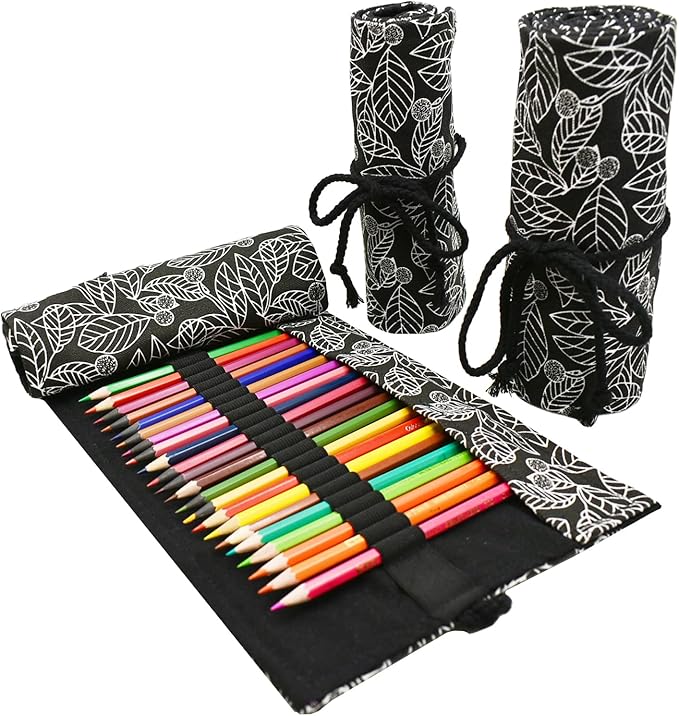 Amazon.com: Maydahui 24/48/72 Slots Colored Pencil Roll Wraps Canvas ...