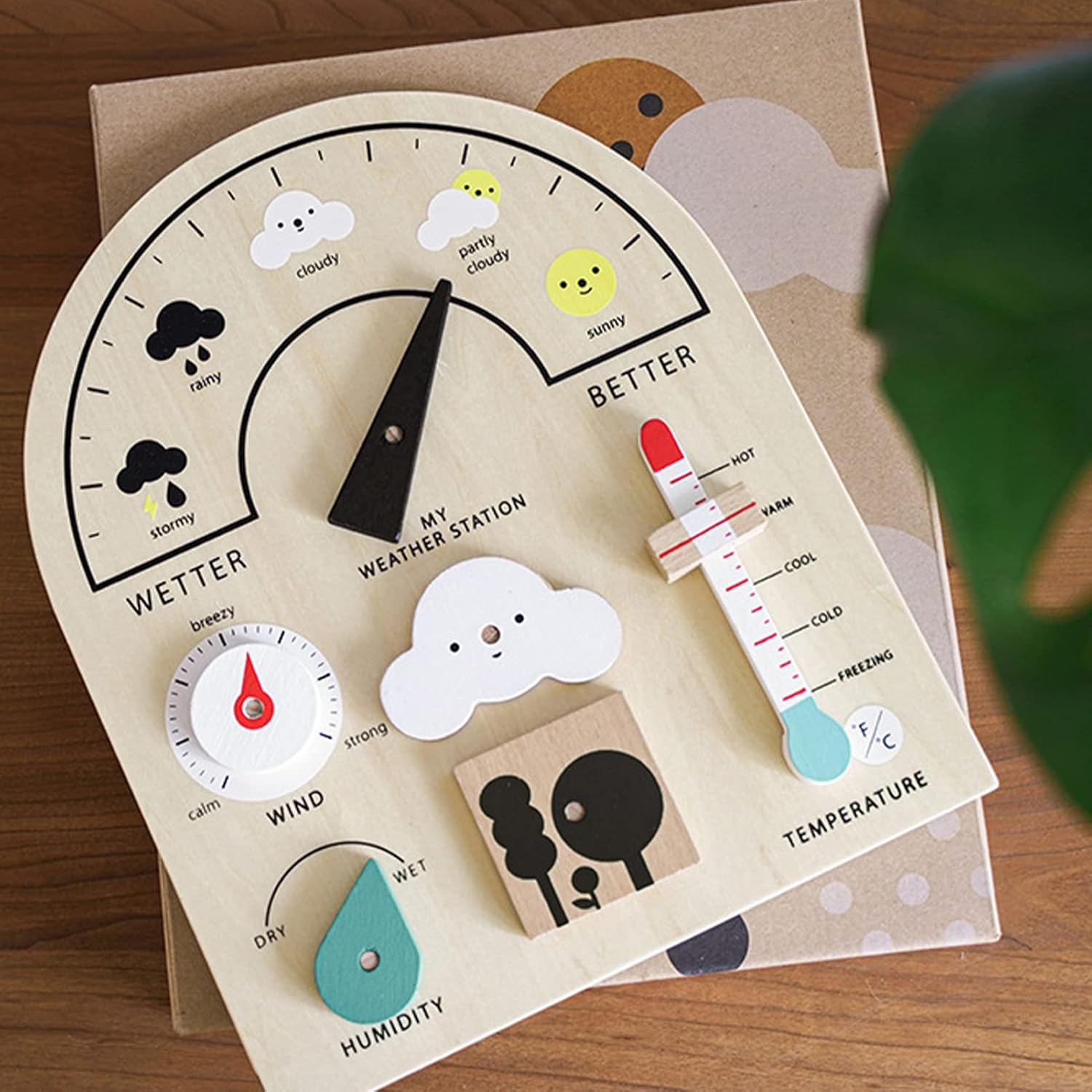 Wodden Weather Station Toy Set, Educational Wooden Weatherboard for ...