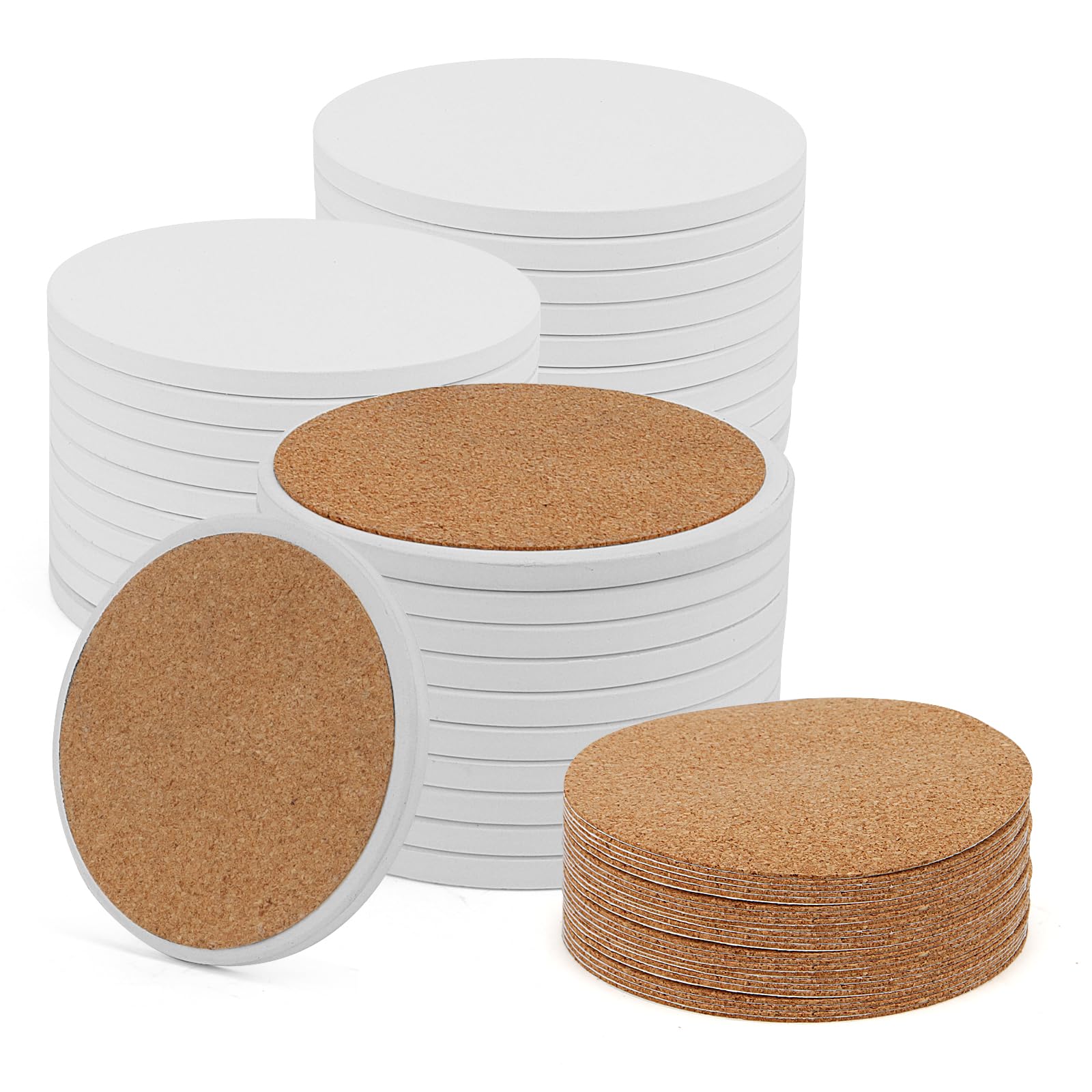 Amazon.com: LEXININ 30 PCS 4 Inches Round White Ceramic Coasters ...